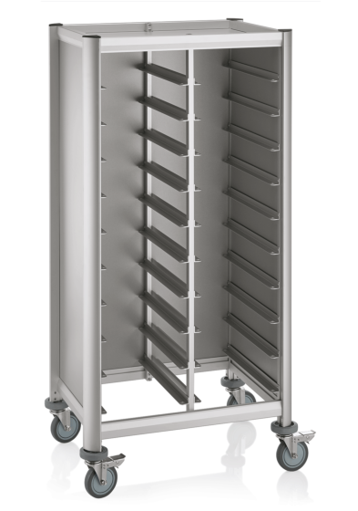 Tablettwagen MDF Holzoptik/Alu für 2x 10 GN1/1 Tabletts, silber ...